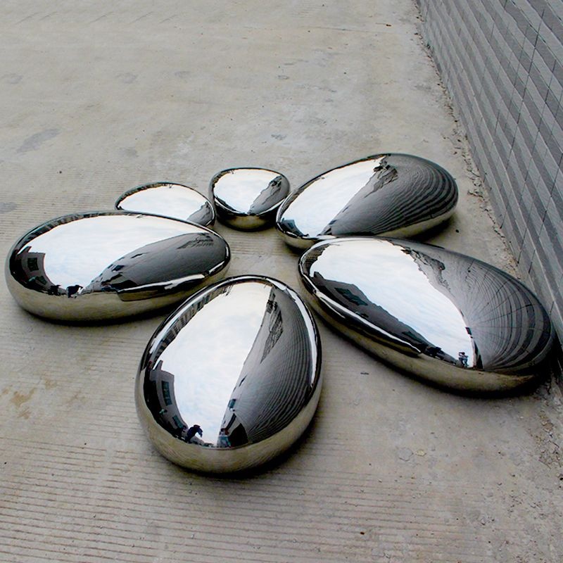 Stainless steel sculpture pebbles are handcrafted by skilled artisans