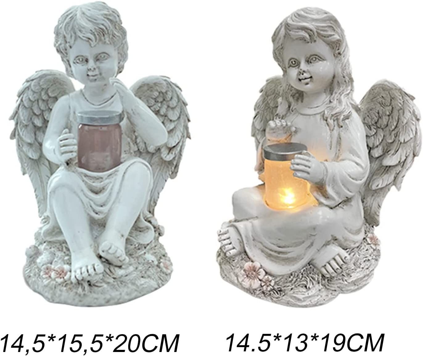 Solar Light Garden Angel Boy/Girl with Bottle Resin Craft Waterproof Outdoor Statue with LED ...